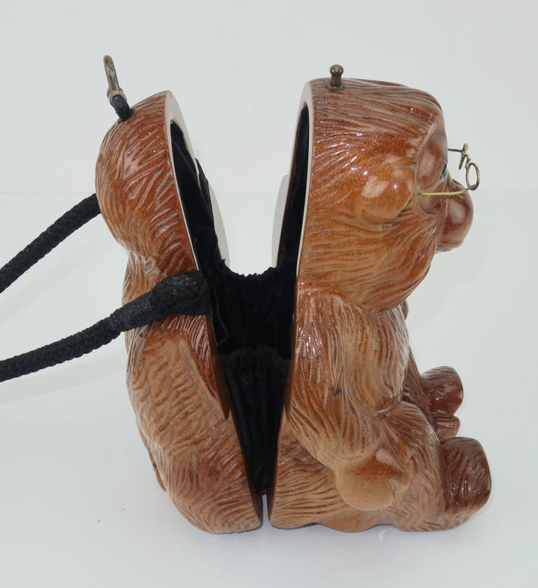 Vintage Timmy Woods Monkey Carved Wood Handbag at 1stDibs | vintage ...
