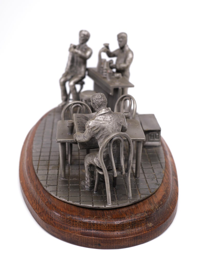 Vintage Tin Etain Zinn Pewter, Bar Scene, 1970s For Sale at 1stDibs