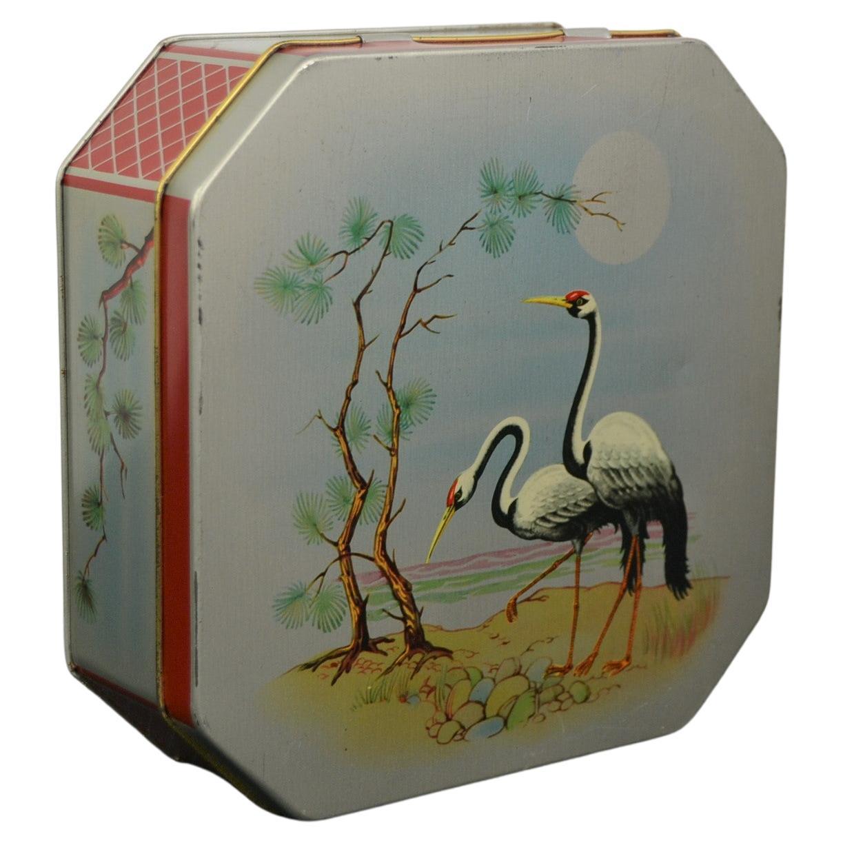 Tin Boxes with Flamingo and Cranes, Oriental Style at 1stDibs