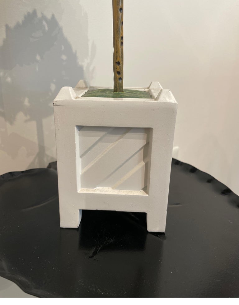 Vintage Tole Topiary Tree in White Lattice Box Planter For Sale at ...