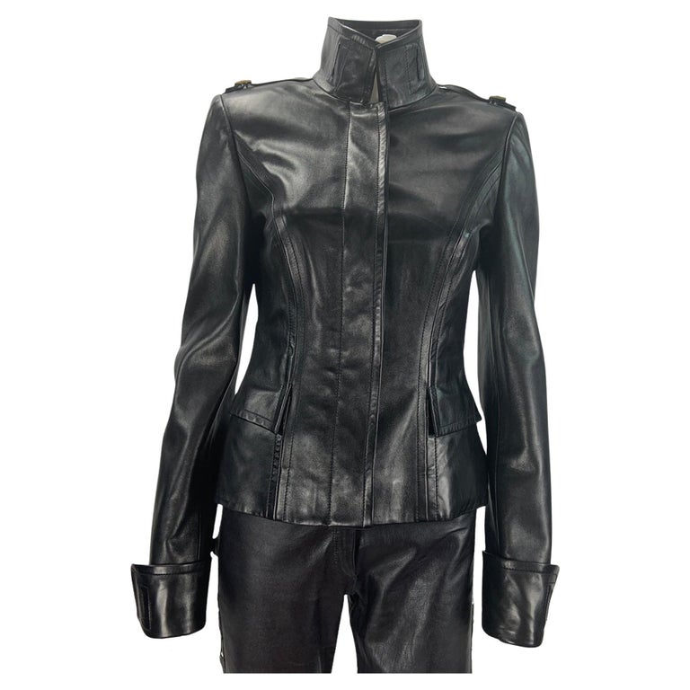 Vintage Tom Ford for Gucci FW 2001 Black Leather Fitted Jacket Italian ...