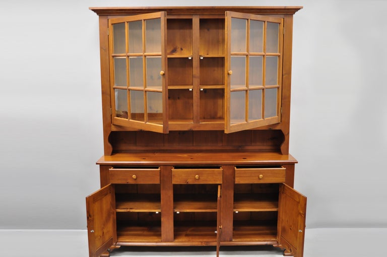 Vintage Tom Seely Pine Wood Step Back Hutch Cupboard China Cabinet at ...