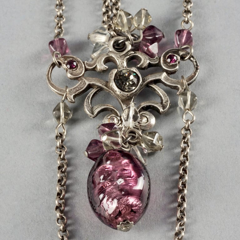 Vintage TON PASCAL Jewelled Baroque Mesh Cascading Chain Collar Choker ...