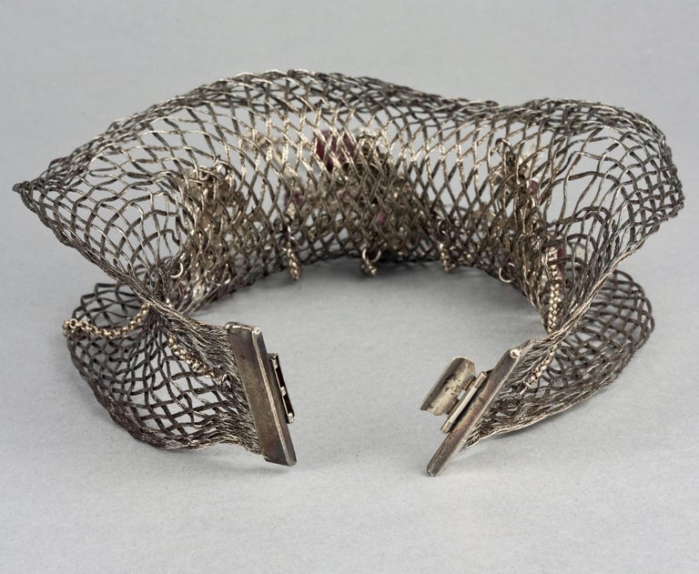 Vintage TON PASCAL Jewelled Baroque Mesh Cascading Chain Collar Choker ...