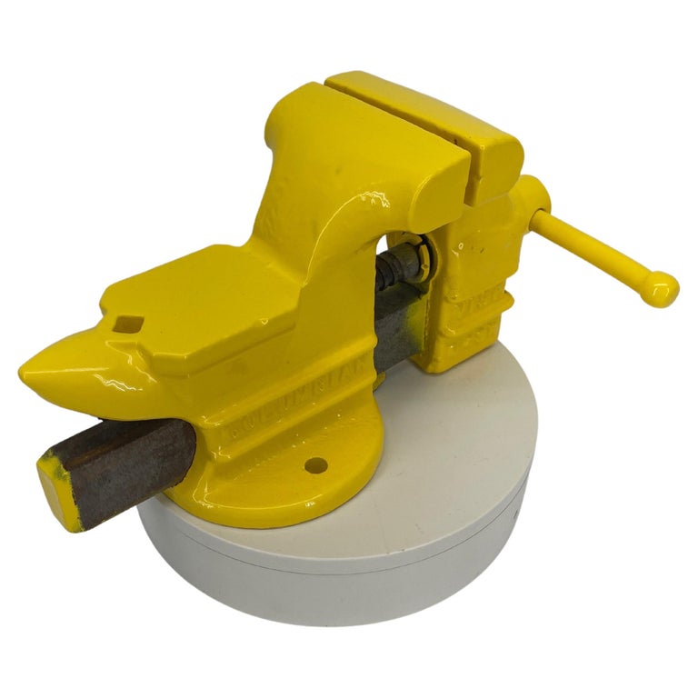Vintage Tool Vice, Powder Coated Bright Yellow Desk Accessory For Sale ...
