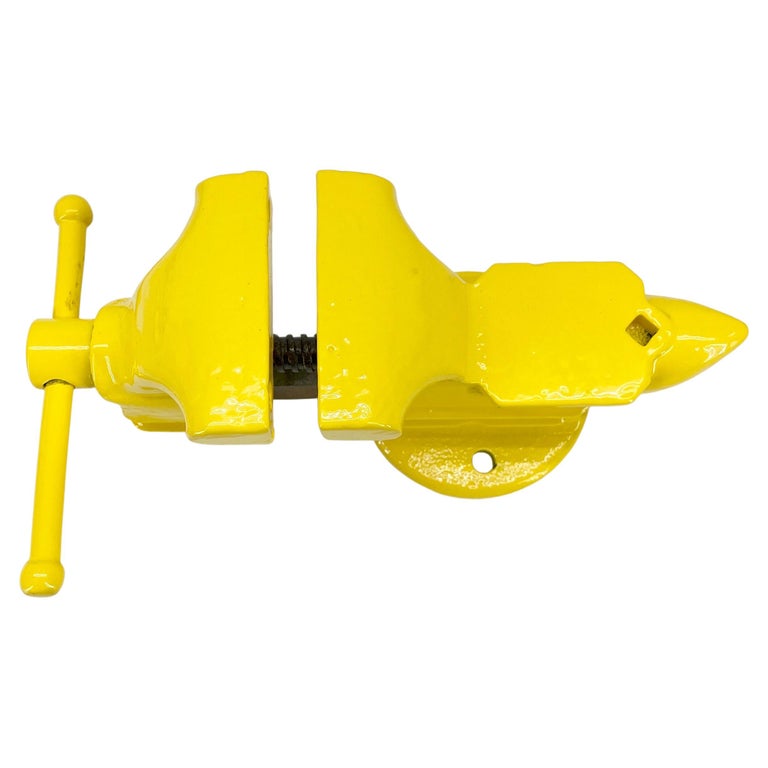 Vintage Tool Vice, Powder Coated Bright Yellow Desk Accessory For Sale ...