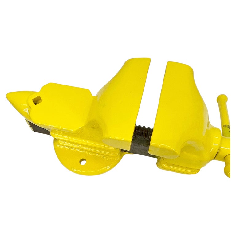 Vintage Tool Vice, Powder Coated Bright Yellow Desk Accessory For Sale ...