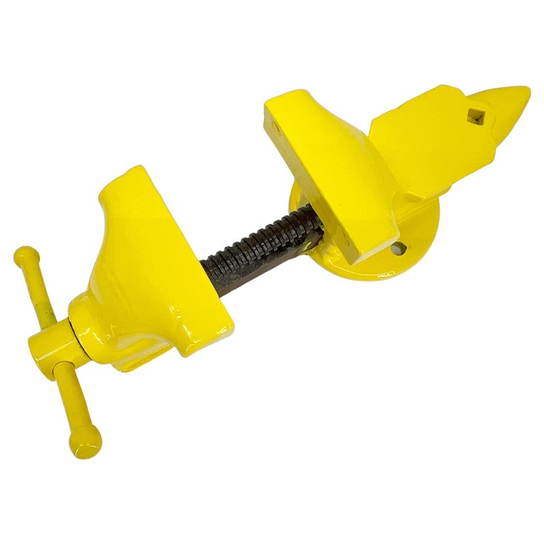 Vintage Tool Vice, Powder Coated Bright Yellow Desk Accessory For Sale ...