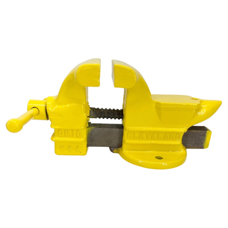 Vintage Tool Vice, Powder Coated Bright Yellow Desk Accessory For Sale ...