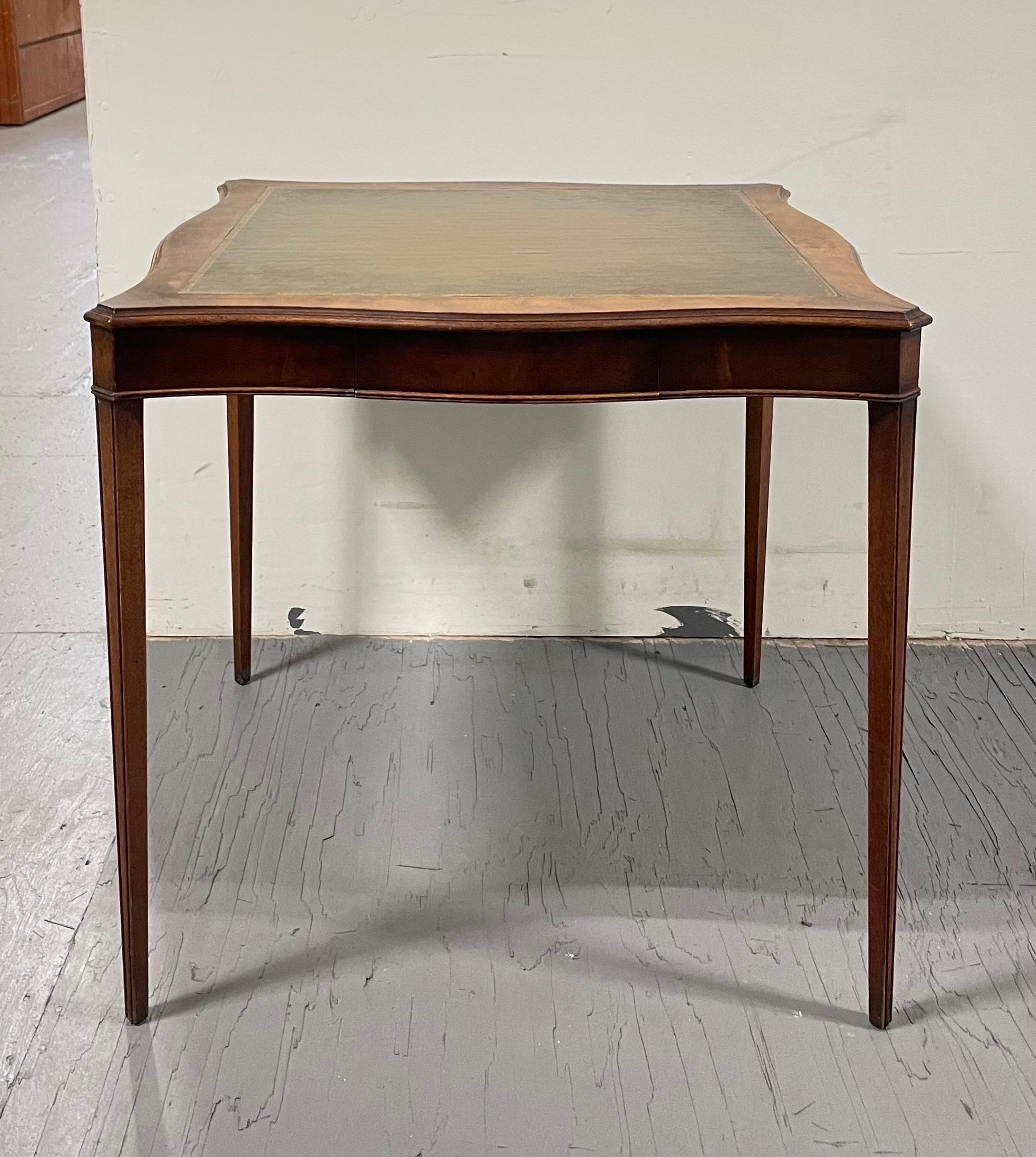 Vintage Tooled Leather Top Game Table For Sale at 1stDibs