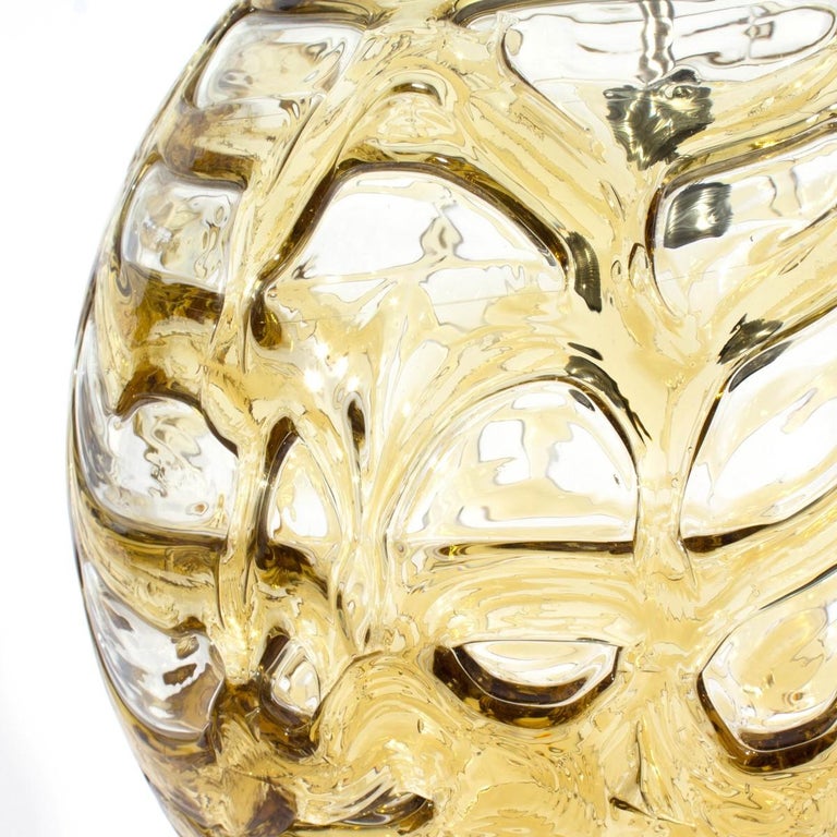 Vintage Topaz Patterned Glass Sphere Pendant Light For Sale at 1stDibs