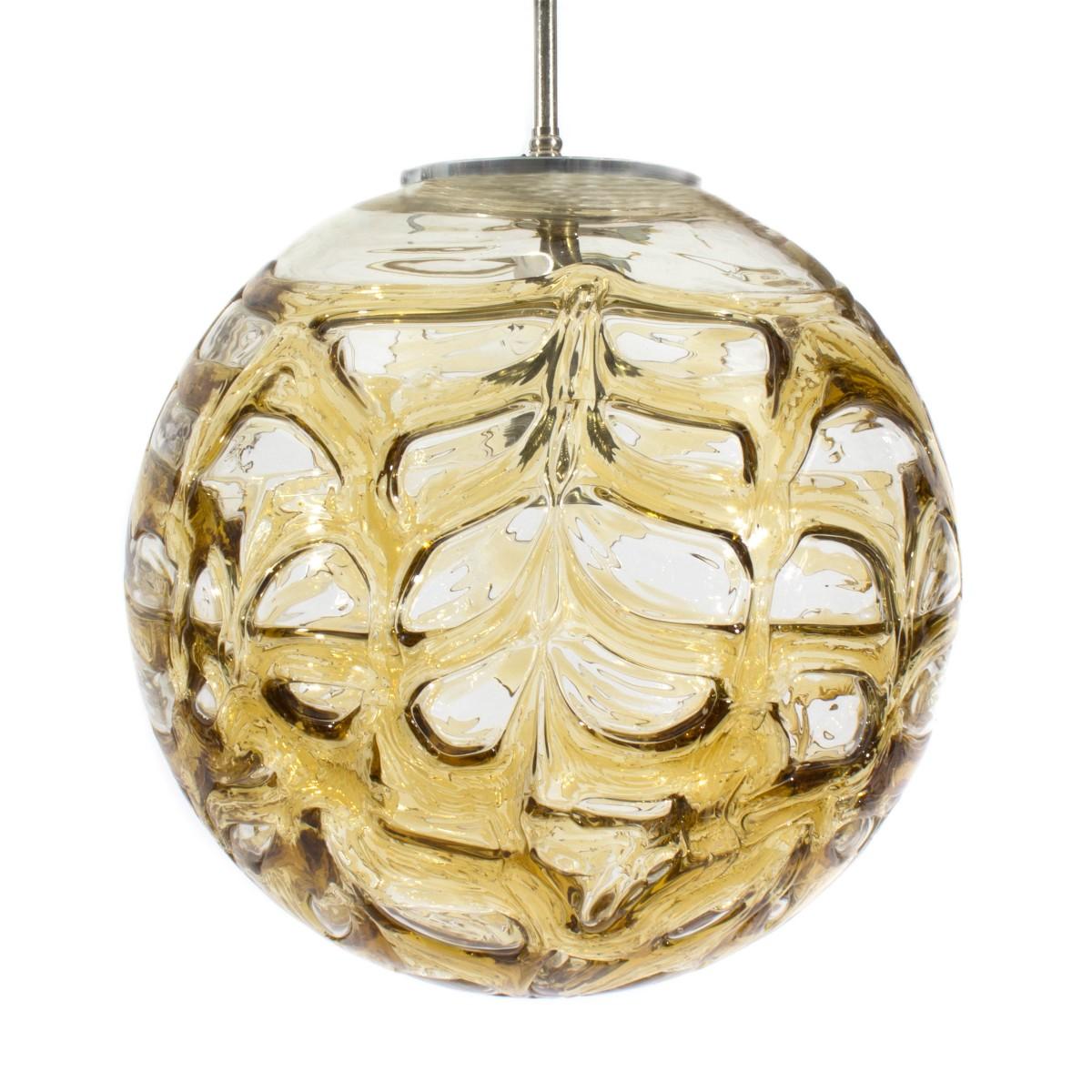 Vintage Topaz Patterned Glass Sphere Pendant Light For Sale at 1stDibs