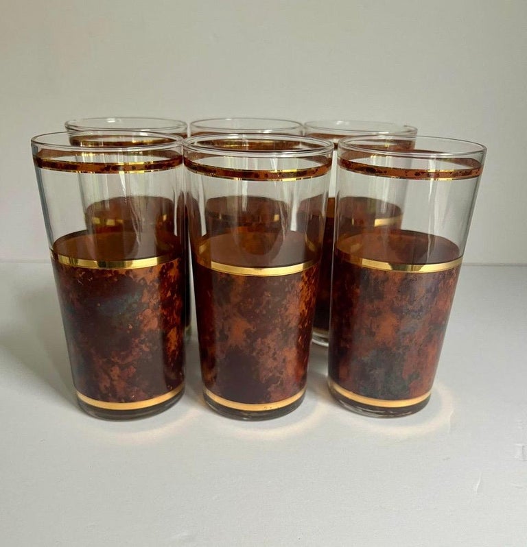 Vintage Tortoise and Gold Glasses - Set of 6 For Sale at 1stDibs