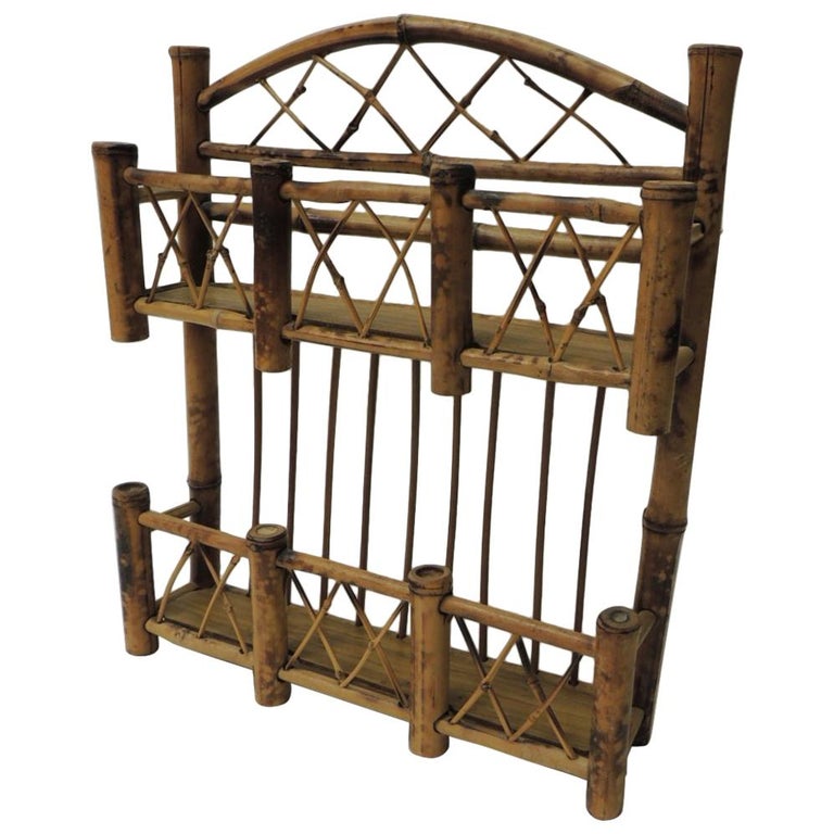 Vintage Tortoise Bamboo Wall Mounted Spice Rack at 1stDibs