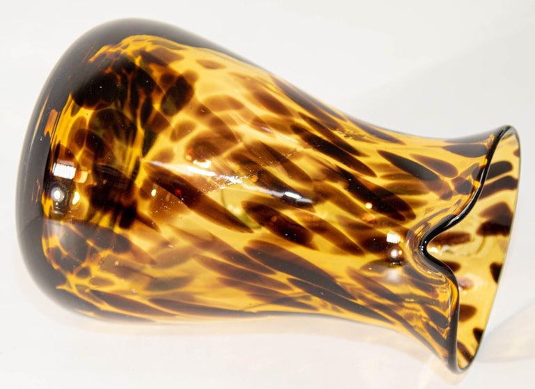 Vintage Tortoise Shell Hand-Blown Glass Pitcher For Sale at 1stDibs