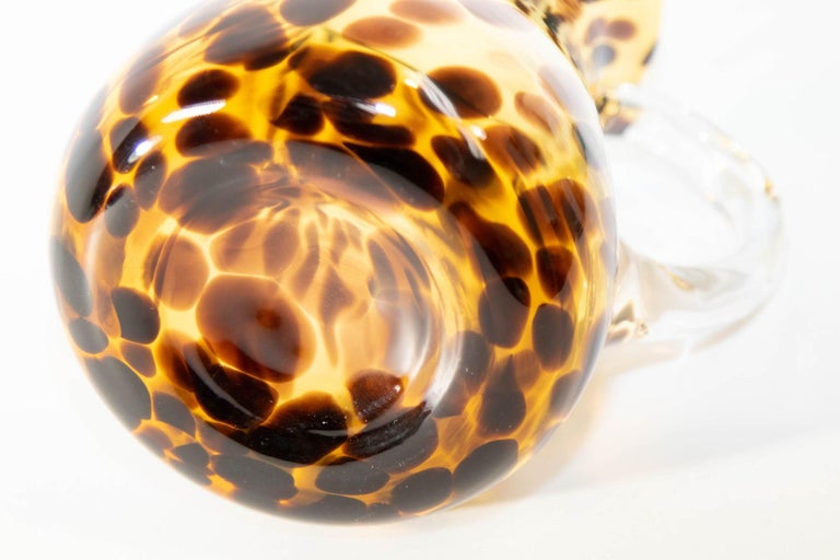 Vintage Tortoise Shell Hand-Blown Glass Pitcher For Sale at 1stDibs