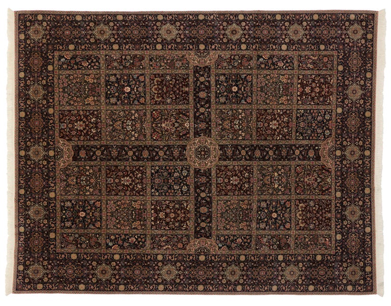 Vintage Traditional Area Rug with Persian Style Chaharbagh Garden ...