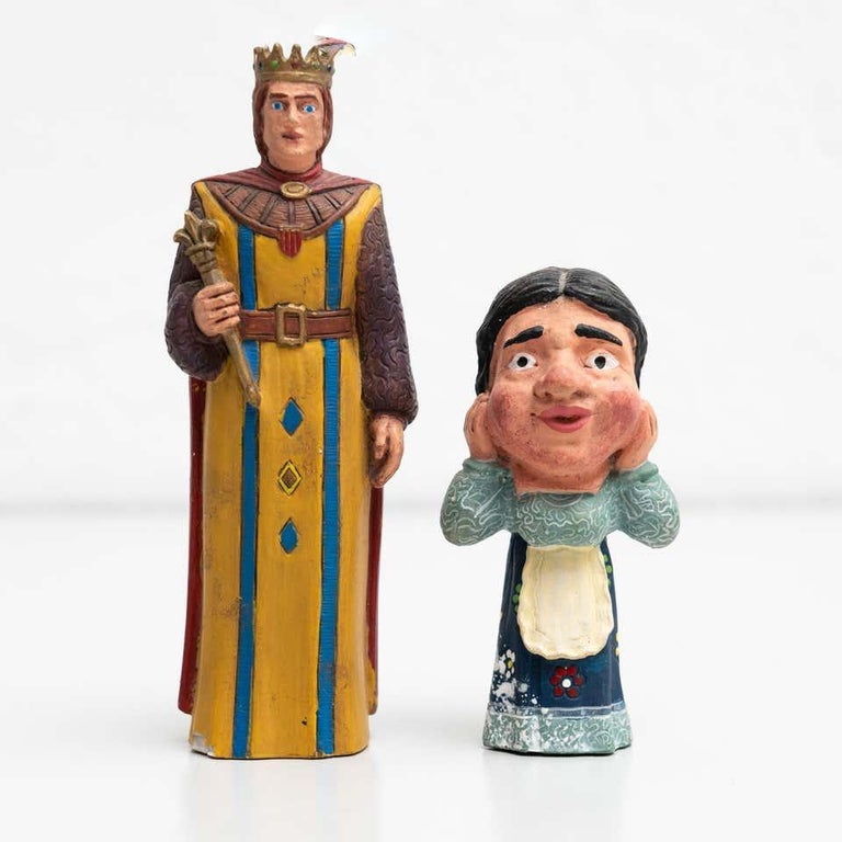 Vintage Traditional Catalan Hand-Painted Wooden Figures For Sale at 1stDibs
