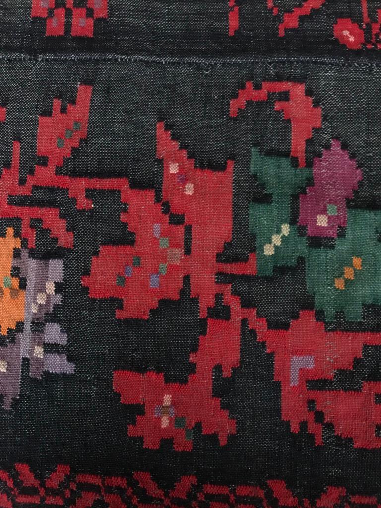 Vintage Traditional Greek Flatweave Rug with Flower Motif at 1stDibs