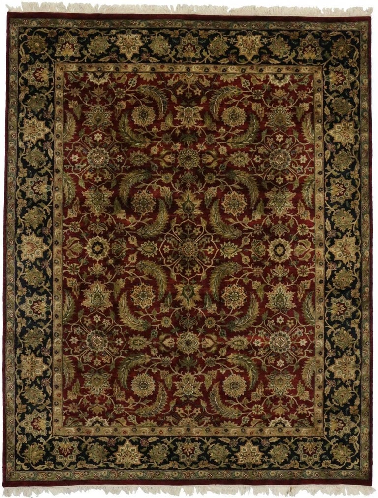 Vintage Traditional Indian Area Rug with Persian Design and Manor House ...