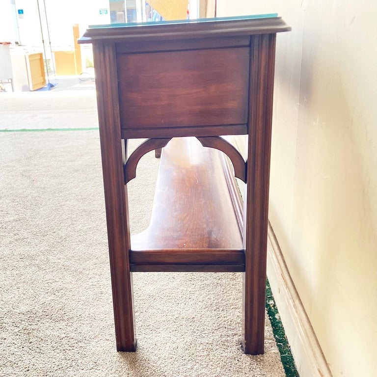 Vintage Traditional Wooden Console Table with Brass Pulls by Henredon ...