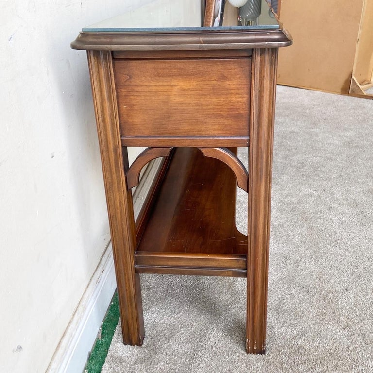 Vintage Traditional Wooden Console Table with Brass Pulls by Henredon ...