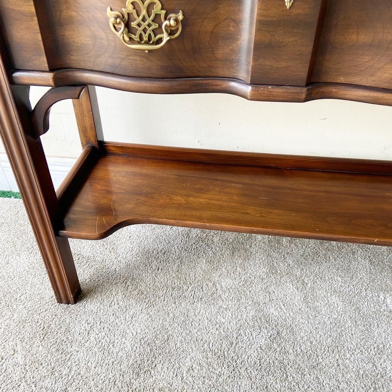Vintage Traditional Wooden Console Table with Brass Pulls by Henredon ...