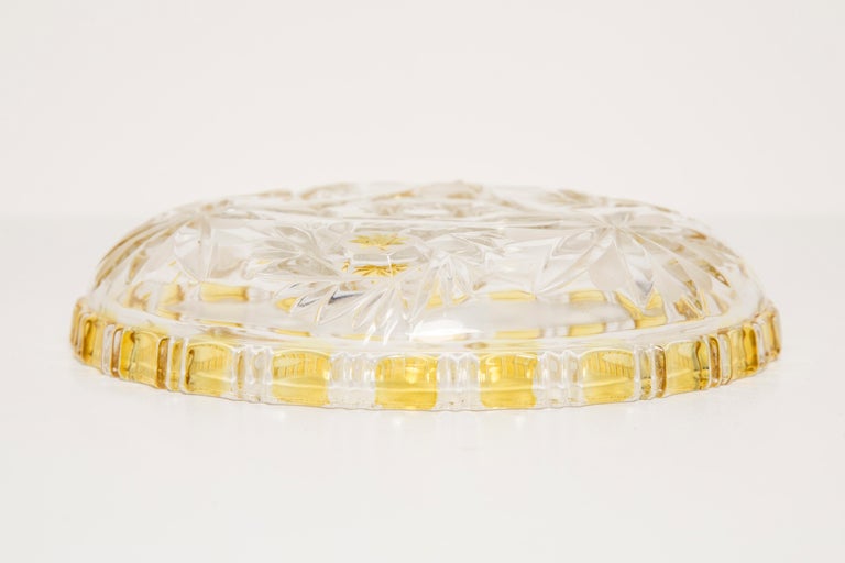 Vintage Transparent and Yellow Decorative Glass Plate, Italy, 1960s For ...