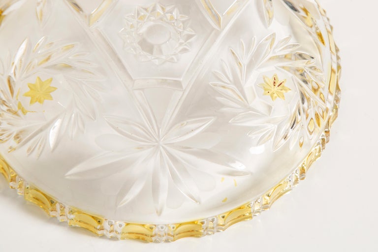 Vintage Transparent and Yellow Decorative Glass Plate, Italy, 1960s For ...