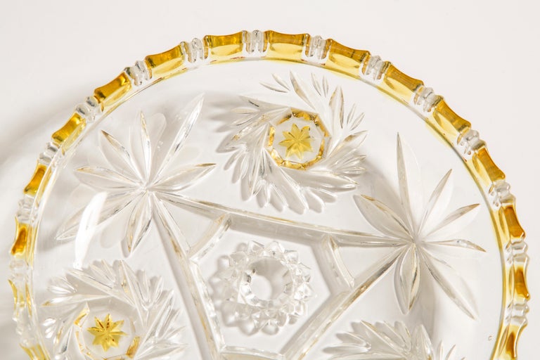 Vintage Transparent and Yellow Decorative Glass Plate, Italy, 1960s For ...