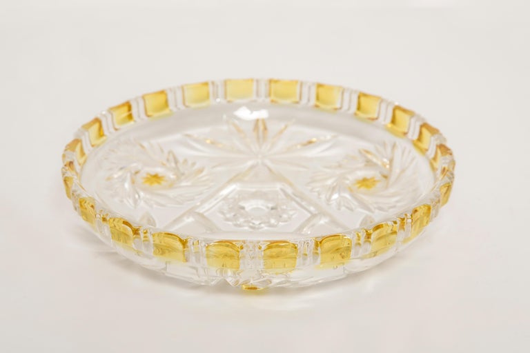 Vintage Transparent and Yellow Decorative Glass Plate, Italy, 1960s For ...