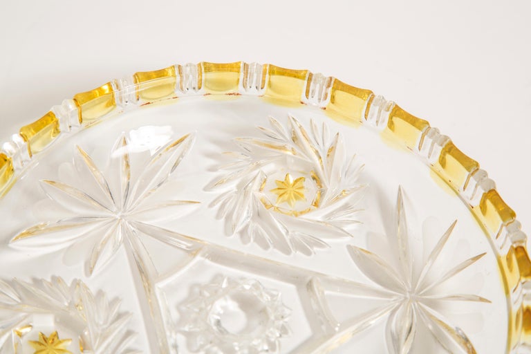 Vintage Transparent and Yellow Decorative Glass Plate, Italy, 1960s For ...