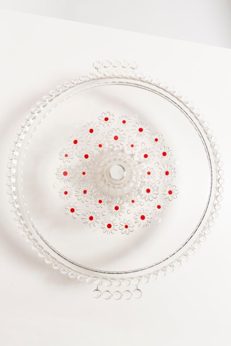 Vintage Transparent Decorative Glass Plate with Flowers, Italy, 1960s ...