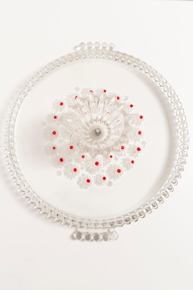 Vintage Transparent Decorative Glass Plate with Flowers, Italy, 1960s ...