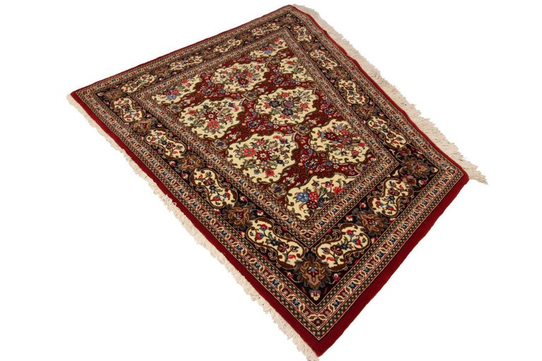 Vintage Trapezoid Persian Rug Persian Ghom Rare Collector 1950 For Sale ...