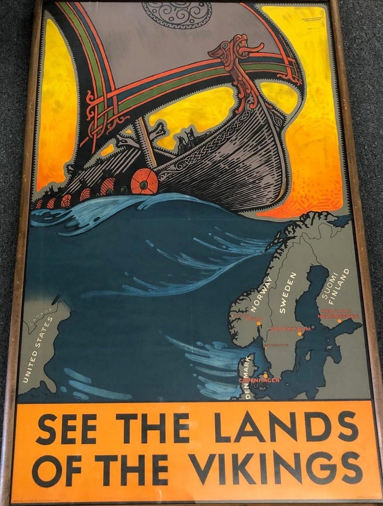 Vintage Travel Poster 'See the Land of the Vikings' by Ben Blessum ...