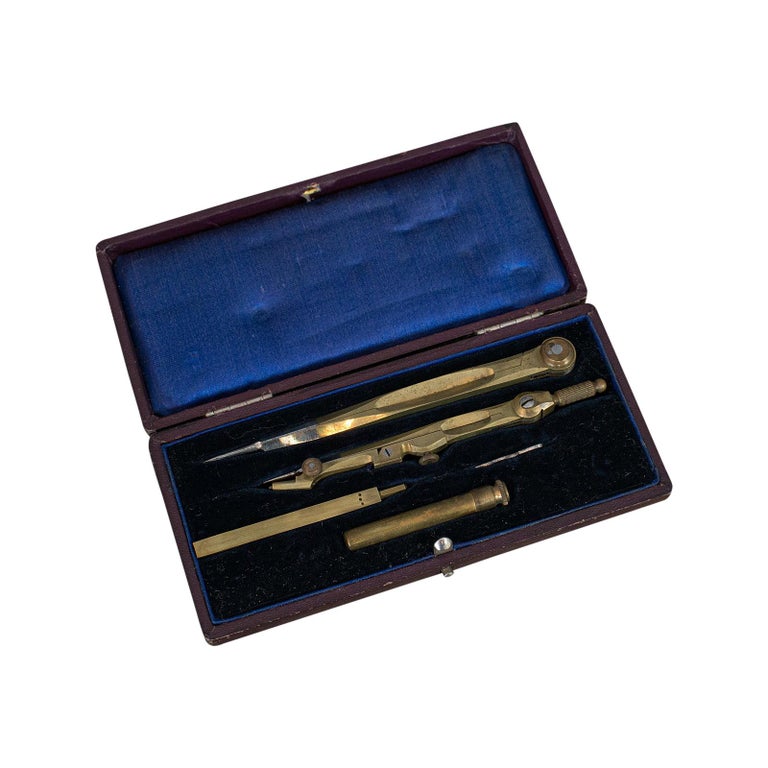 Vintage Travelling Cartographer's Compass Set, English, Drawing ...