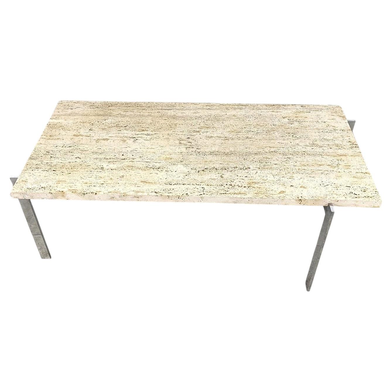 Danish Modern Travertine Top and Rosewood Coffee Table For Sale at 1stDibs