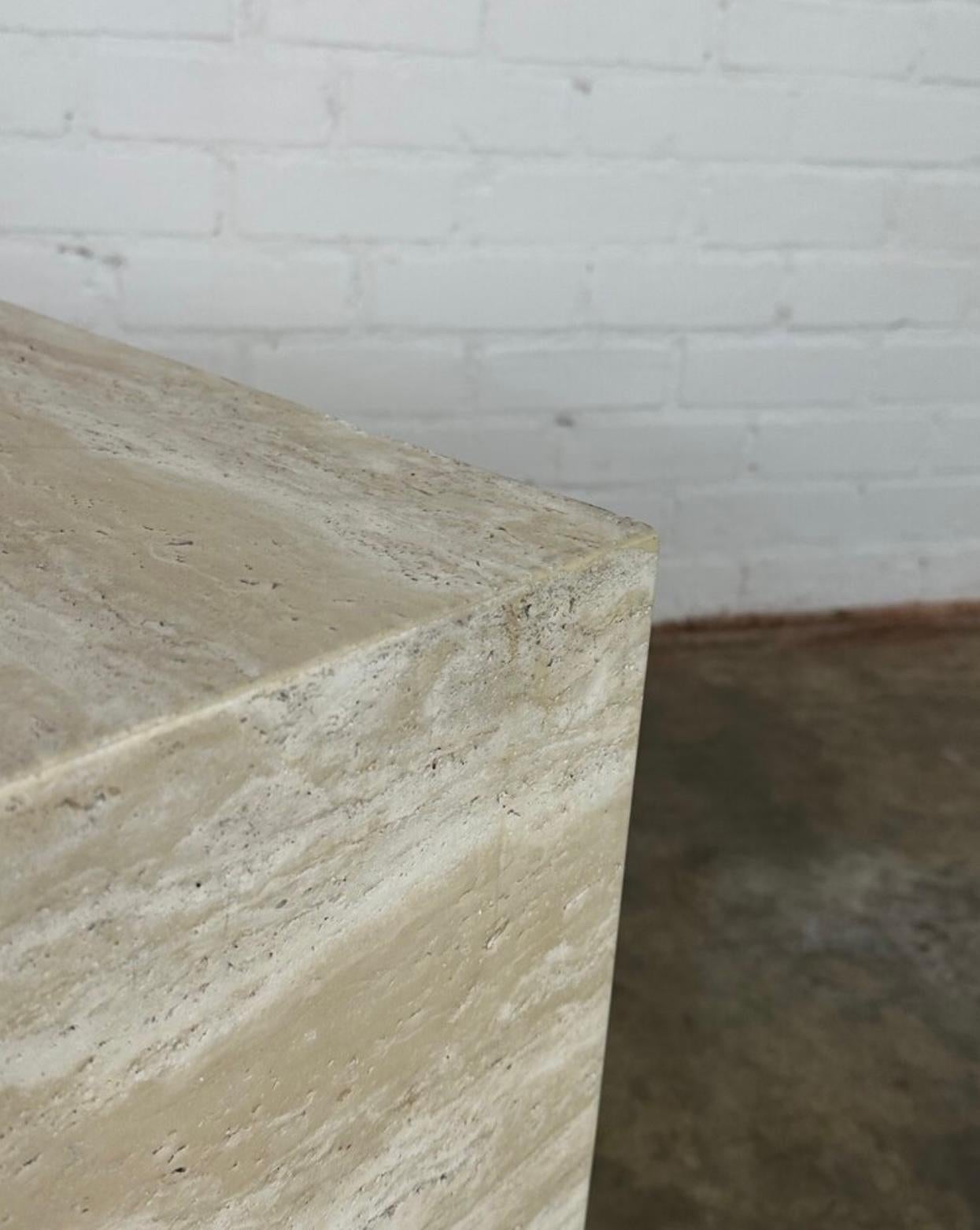 Vintage Travertine and glass dining table For Sale at 1stDibs