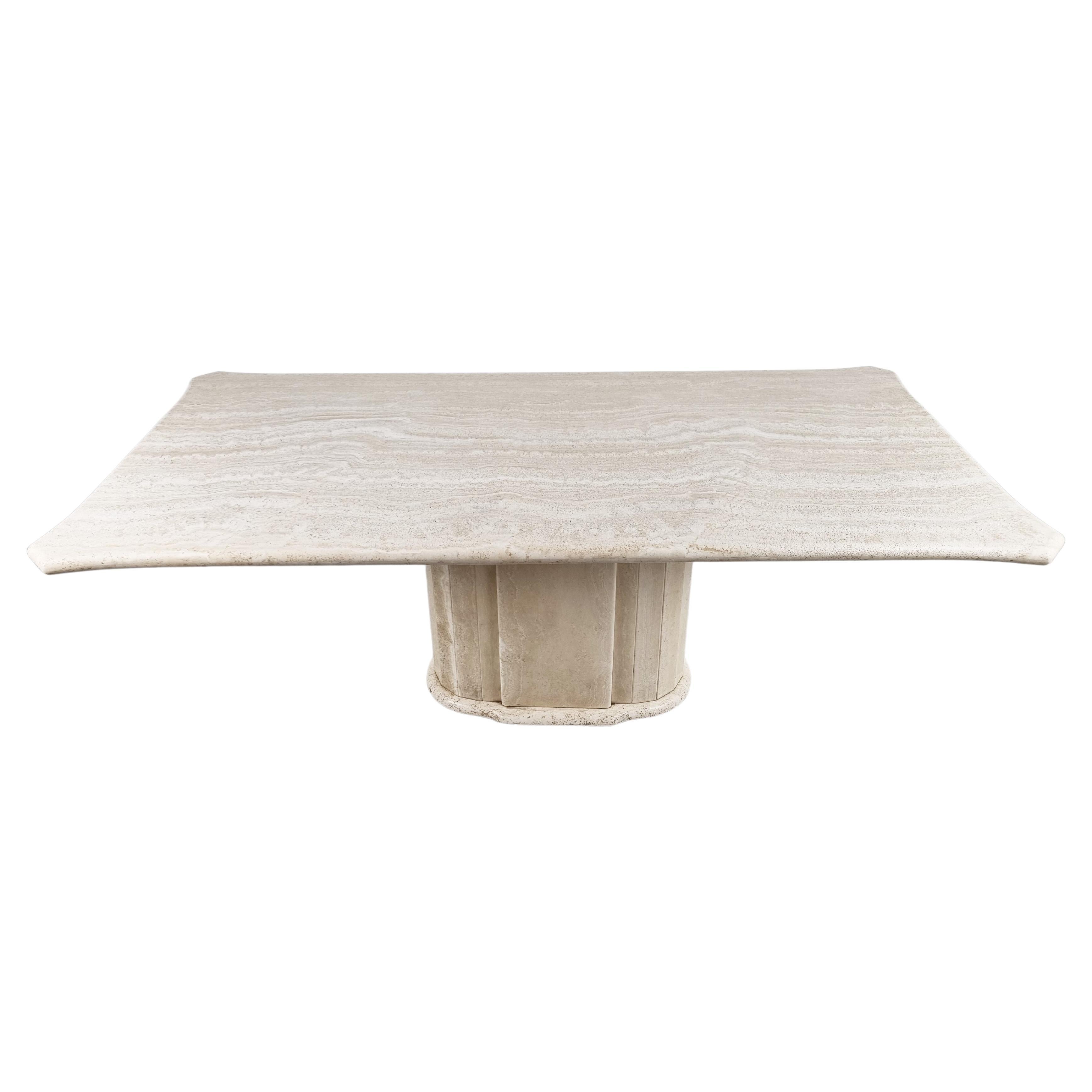Travertine Marble Dining Table, 1970s at 1stDibs