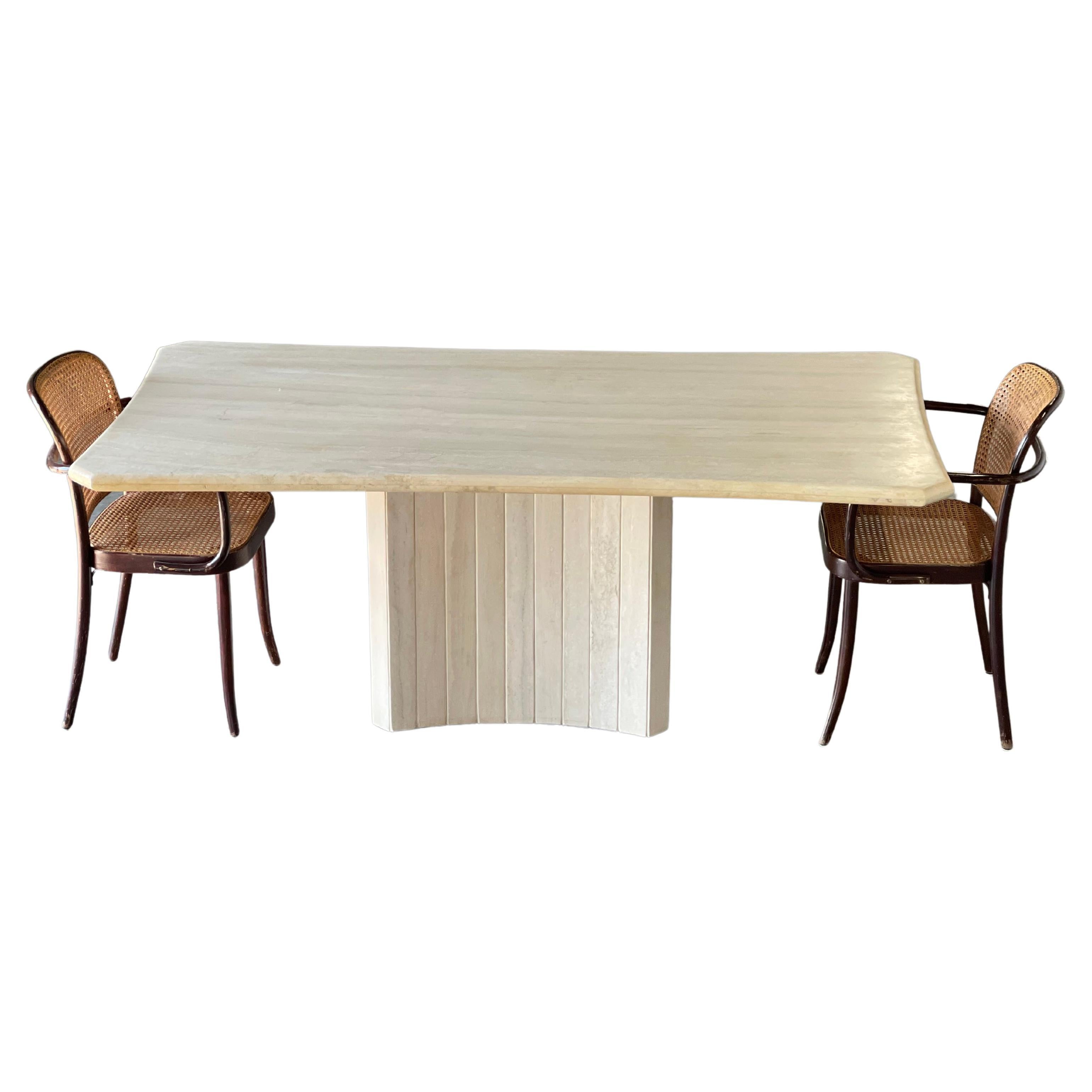 Mid-Century Dining Table with Chrome and Brass Slatted Base For Sale at ...