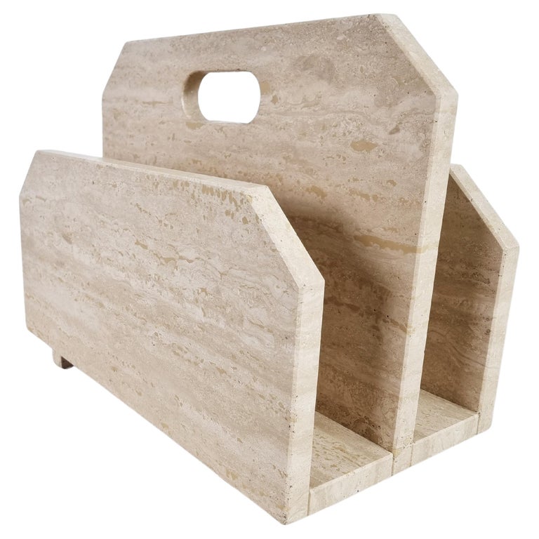 Vintage Travertine Magazine Holder, 1970s For Sale at 1stDibs