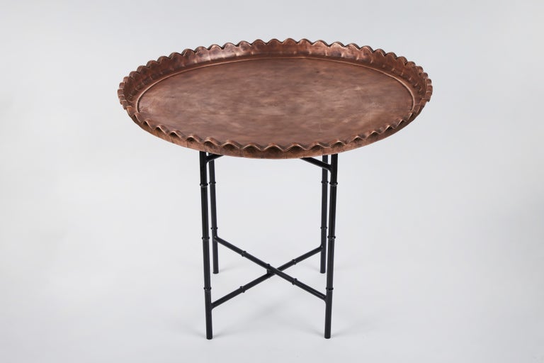 Vintage Tray Table w/ Antique Copper Top and Black Metal Base For Sale ...