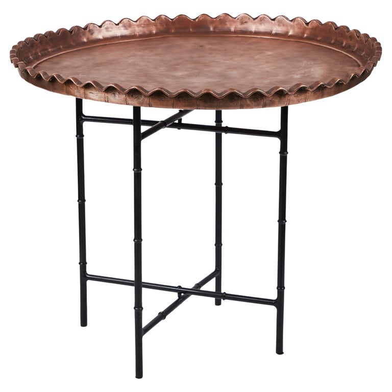 Vintage Tray Table w/ Antique Copper Top and Black Metal Base For Sale ...