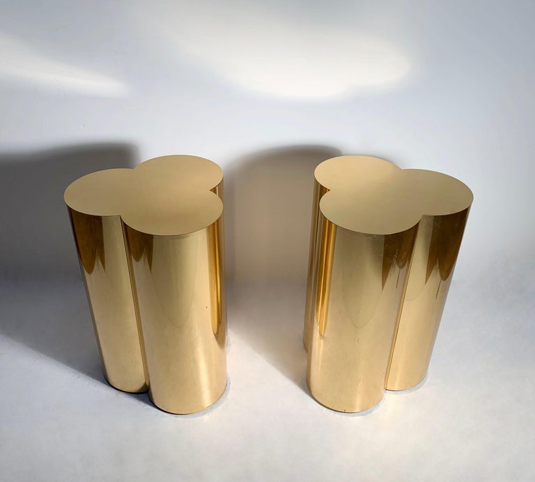 Vintage Trefoil Brass Pedestal Base Dining Table Attributed to Jere For ...