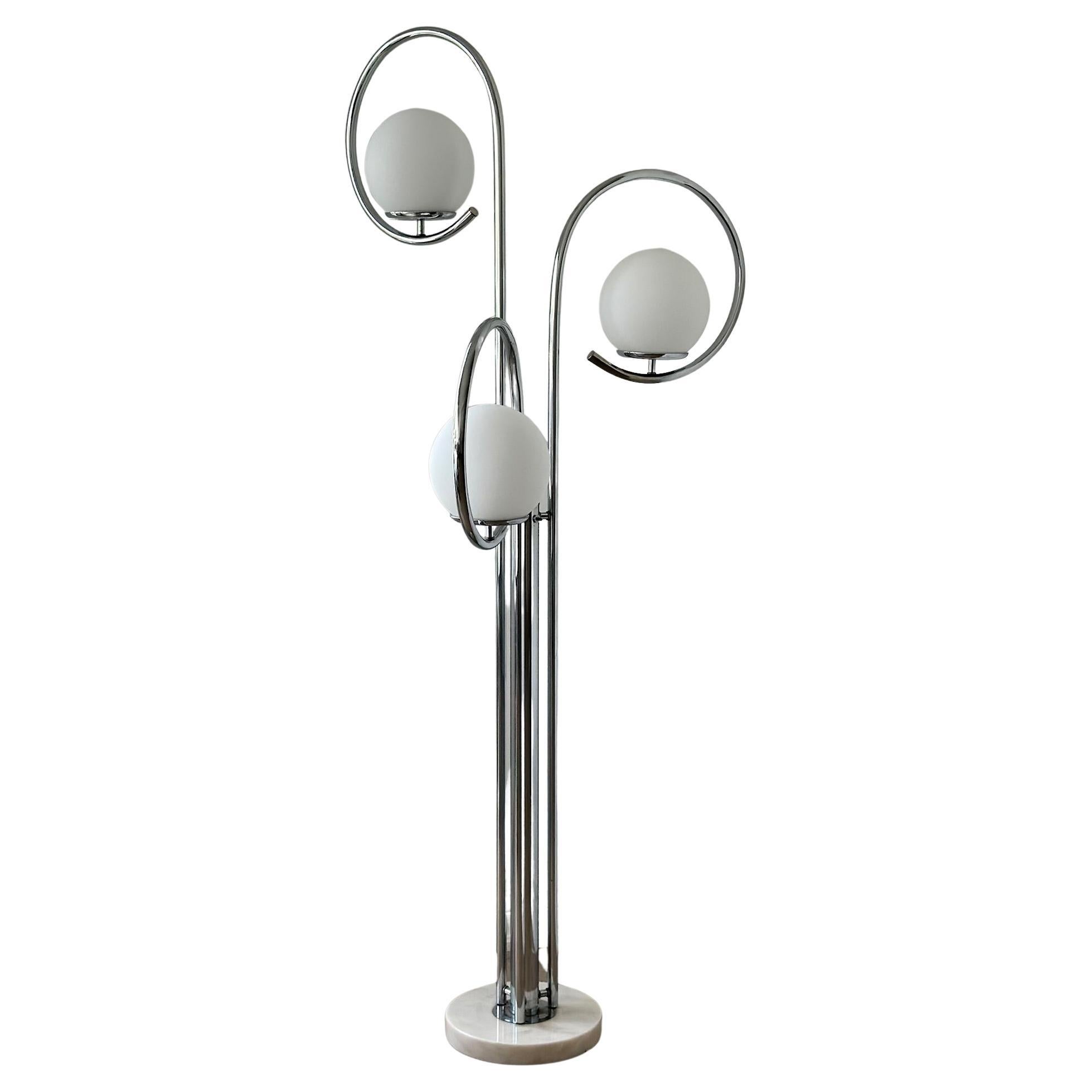 Walnut Box and Chrome Arch Floor Lamp For Sale at 1stDibs
