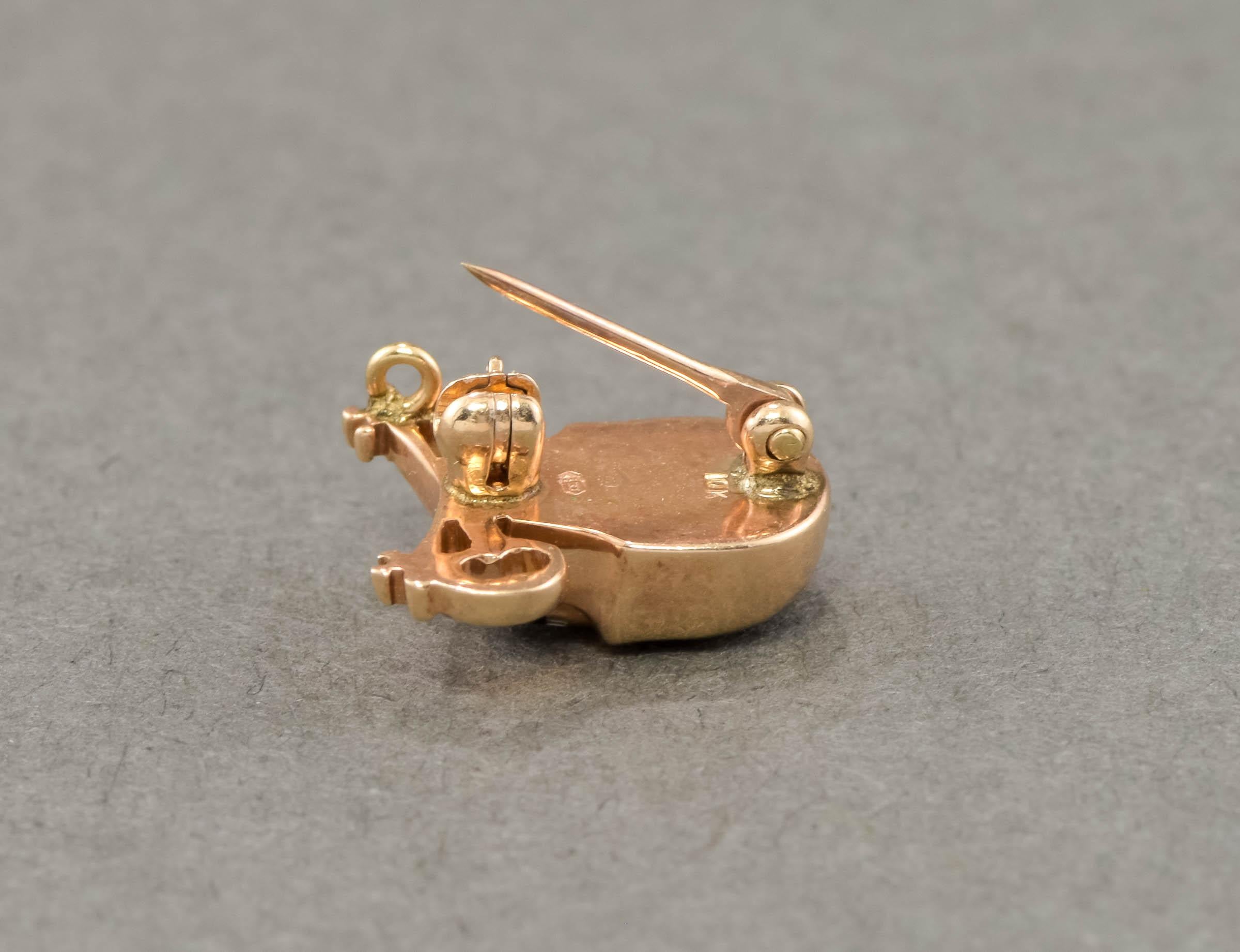 Vintage Tri Kappa Sorority Enamel Skull with Keys Pin in 10K Gold For ...