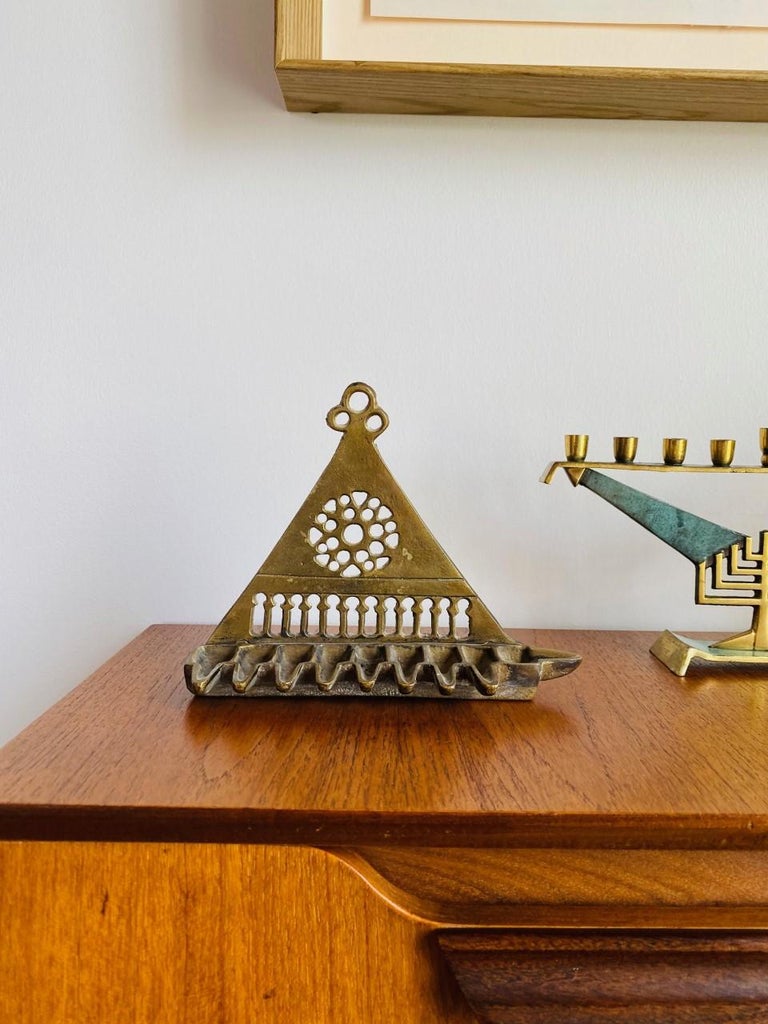 Vintage Triangular Hanukkah Menorah For Sale at 1stDibs