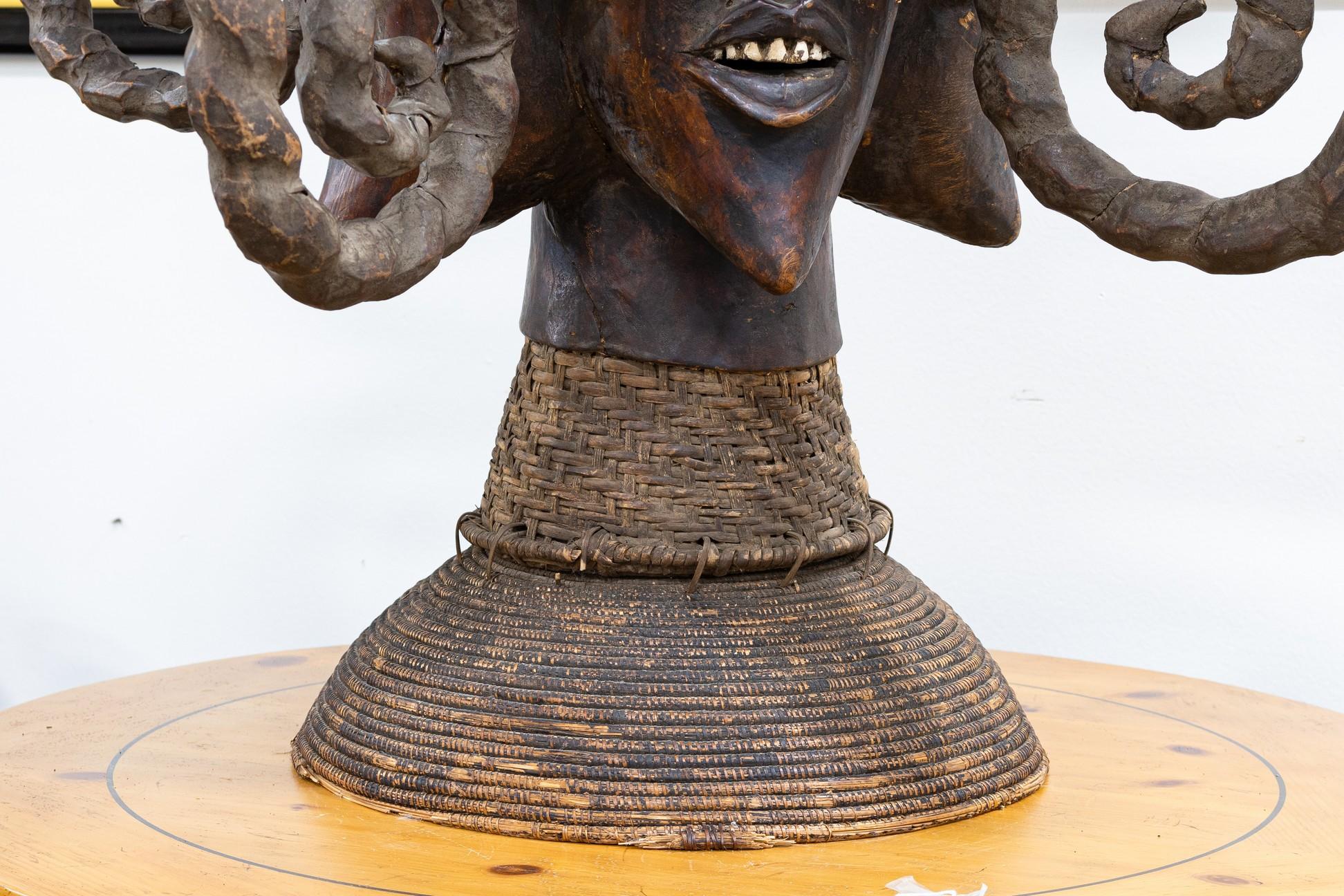 Vintage Tribal African Ekoi Headdress Nigeria / Cameroon Sculpture at ...