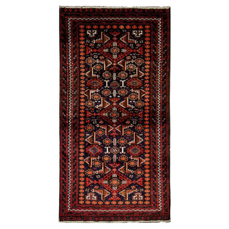 Vintage Tribal Area Rug, Handwoven Afghanistan Red Wool Carpet For Sale ...